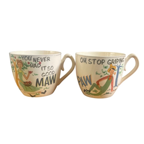 Vintage | Dining | Vintageset Of 2 Tilso Japan Handpainted Maw Paw Mugs ...